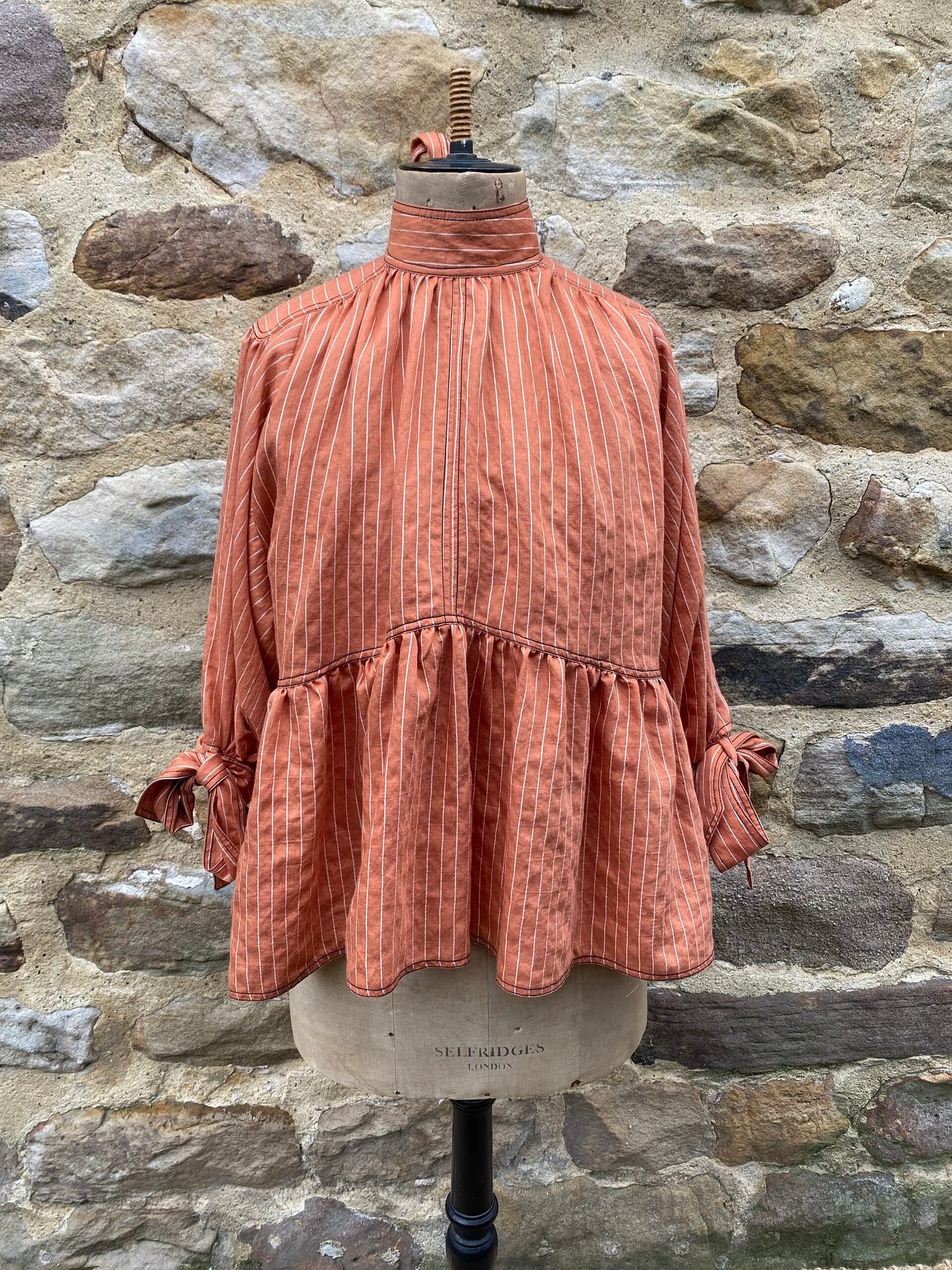 Rust Puff Sleeve Peplum Shirt • [ worn + worn ]