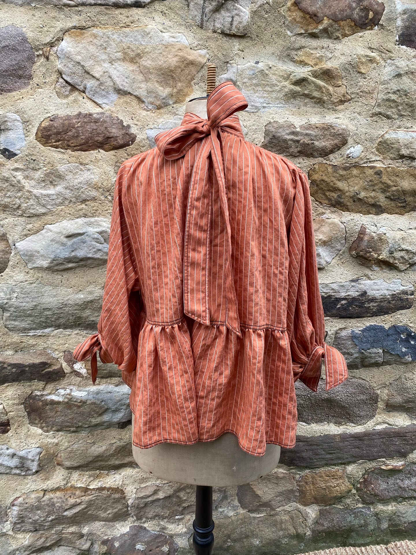 Rust Puff Sleeve Peplum Shirt • [ worn + worn ]