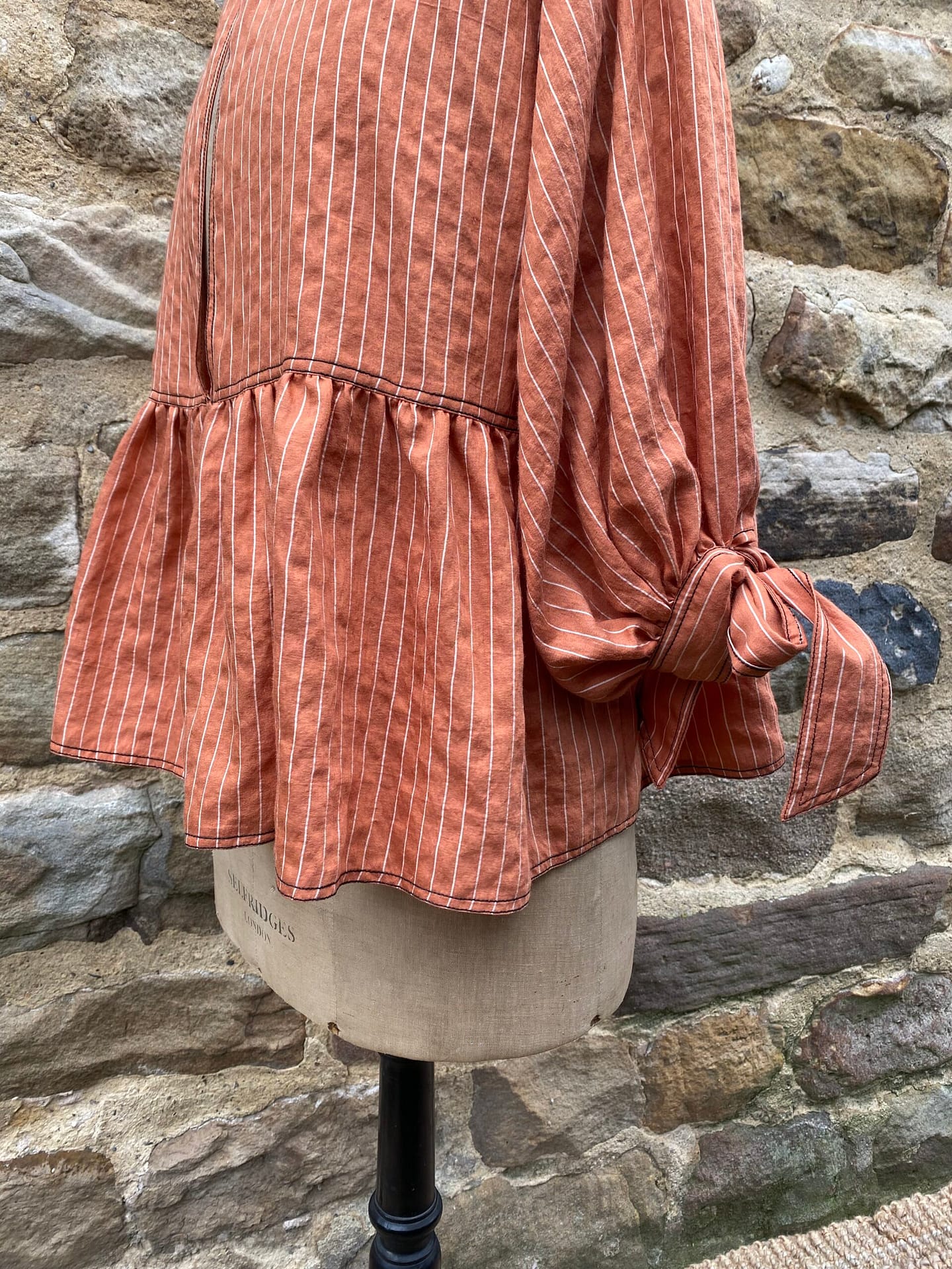 Rust Puff Sleeve Peplum Shirt • [ worn + worn ]