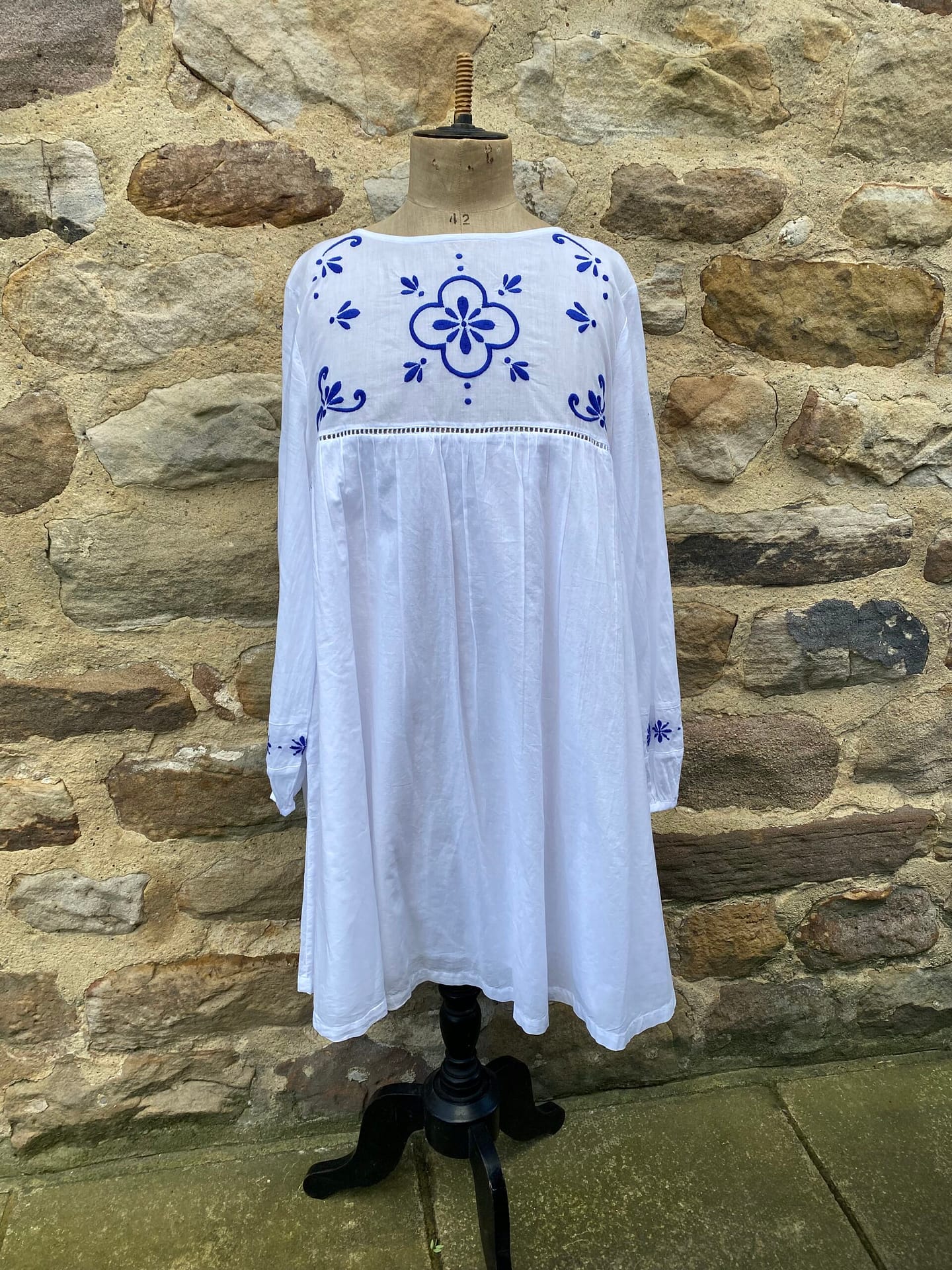White Embroidered Smock Dress • [ worn + worn ]