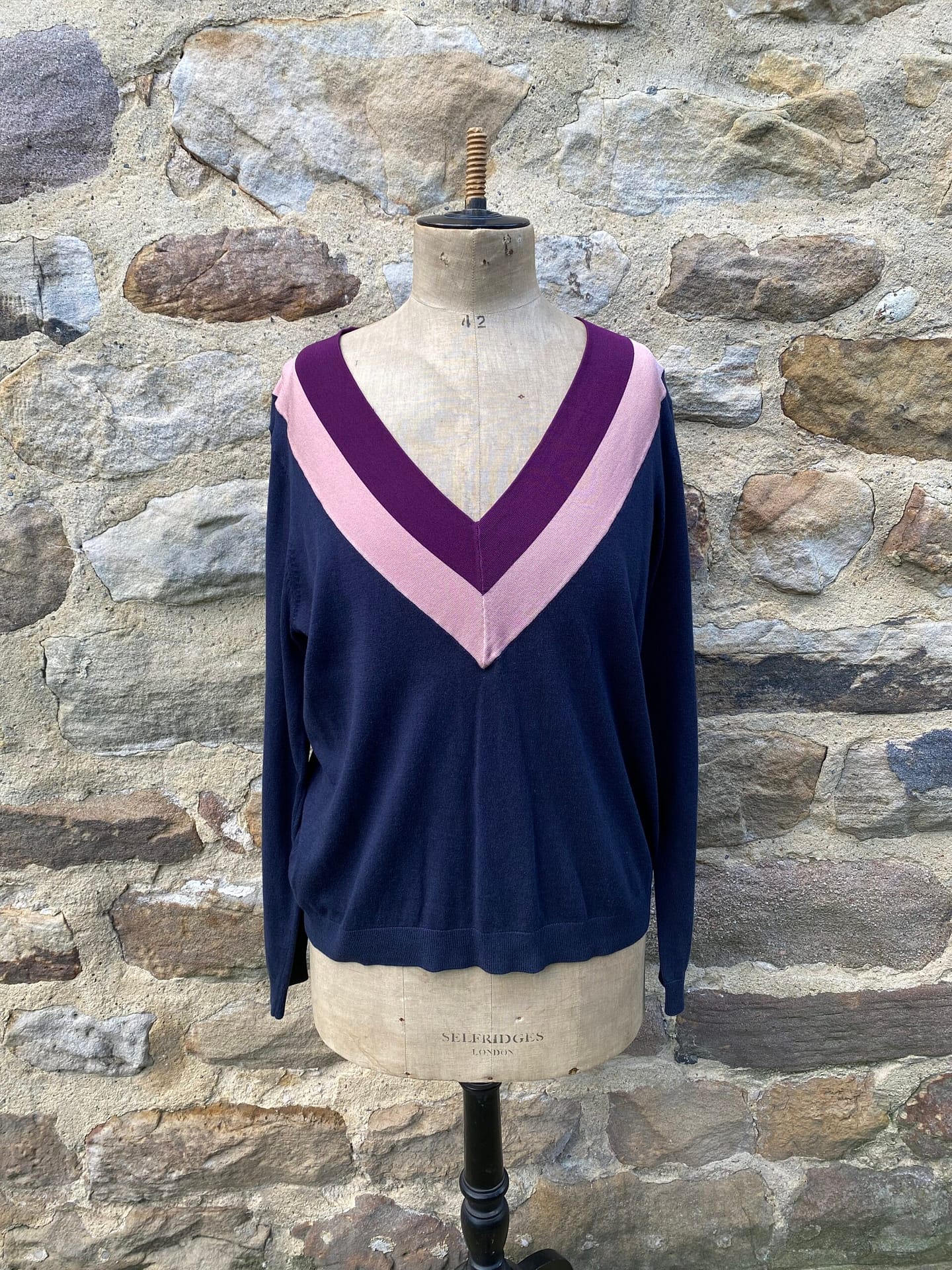 BNWT Hush Navy Block Stripe Jumper • [ worn + worn ]