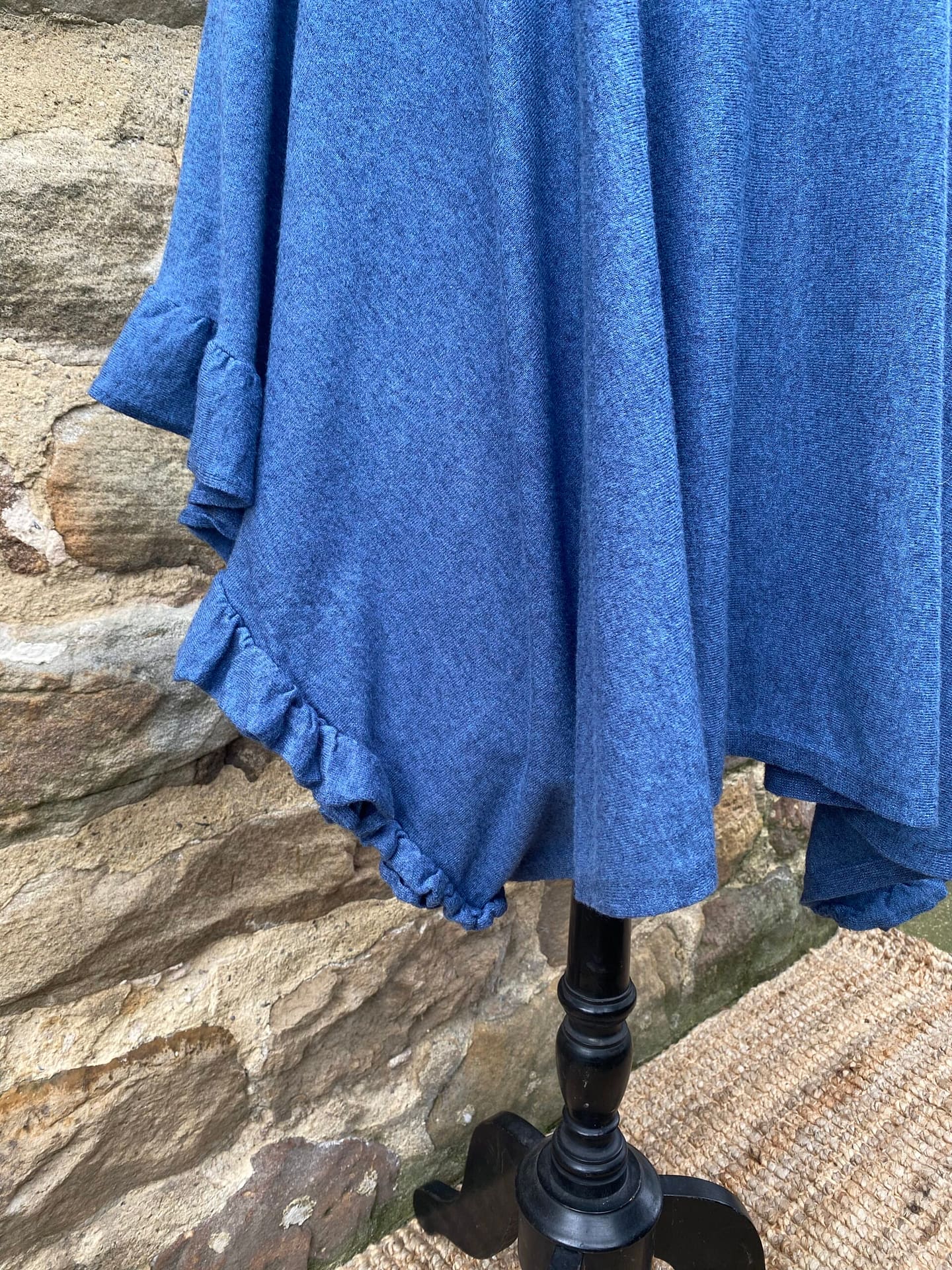 Relaxed Blue Ruffle Poncho • [ worn + worn ]