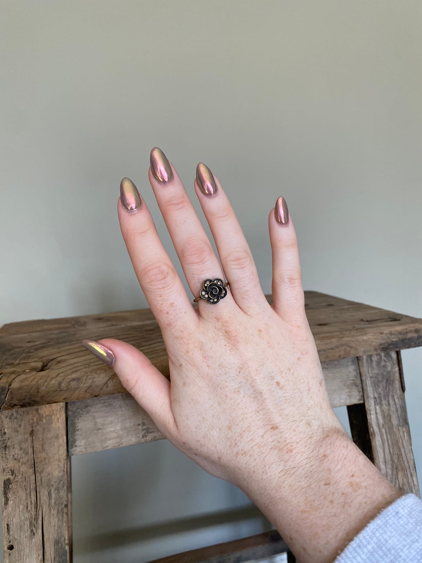 Antiqued Gold Rose Bud Ring • [ worn + worn ]