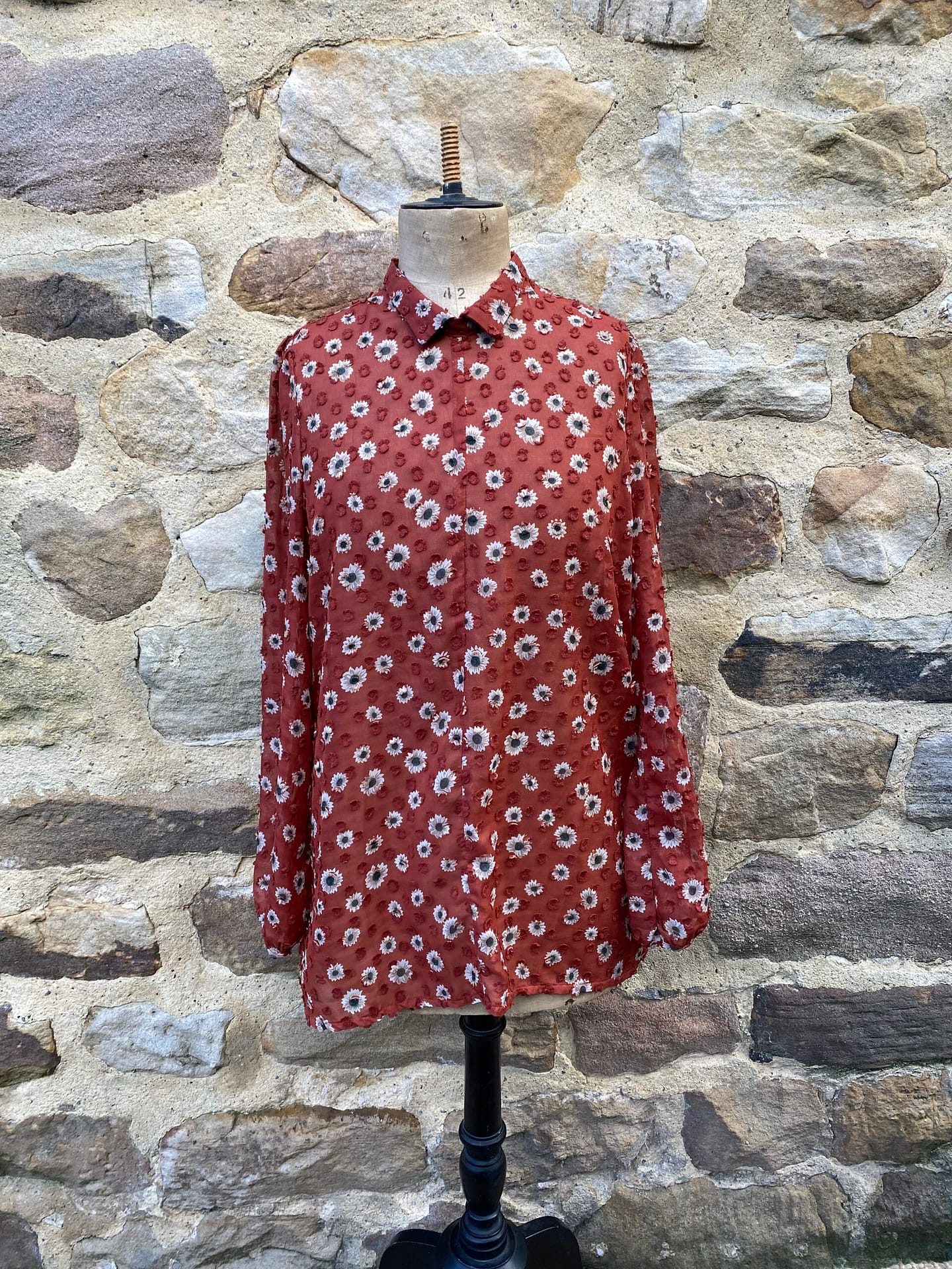 Rust Orange High Neck Autumnal Blouse • [ worn + worn ]