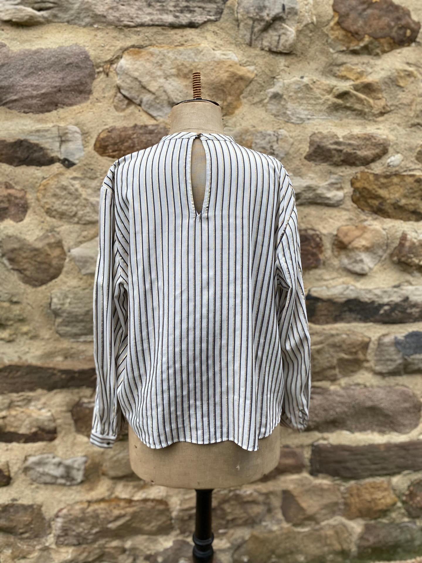 Gold Stripe Keyhole Wrap Blouse • [ worn + worn ]